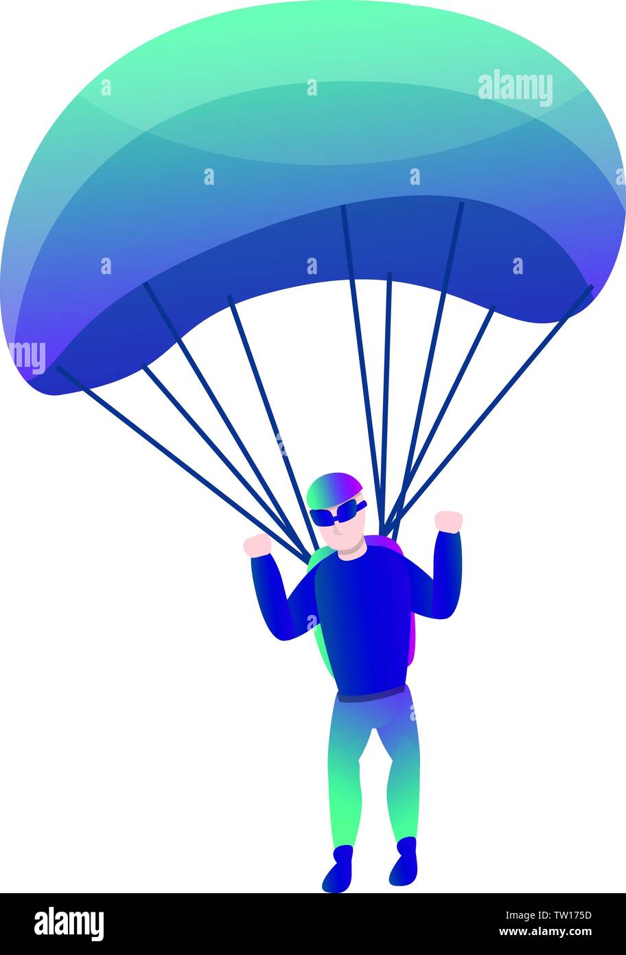 Parachutiste parachute moderne avec l'icône. Caricature de parachutiste ...