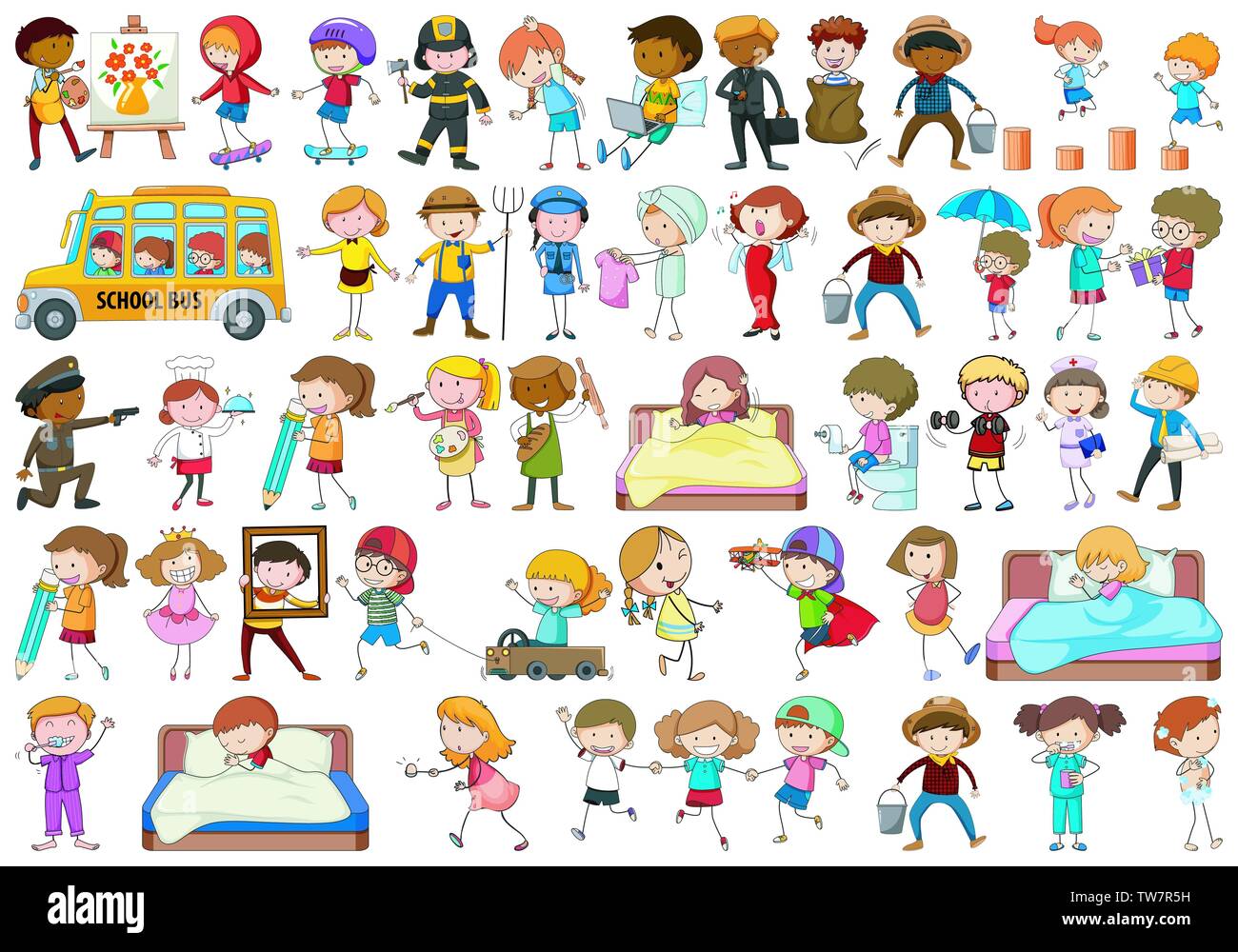 Routine d'exercice pour les enfants Banque d'images vectorielles - Alamy