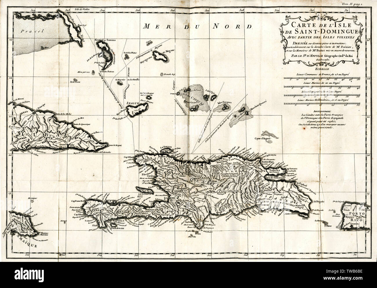 Carte d'Hispaniola (San Domingo, Haïti), Antilles Photo Stock - Alamy