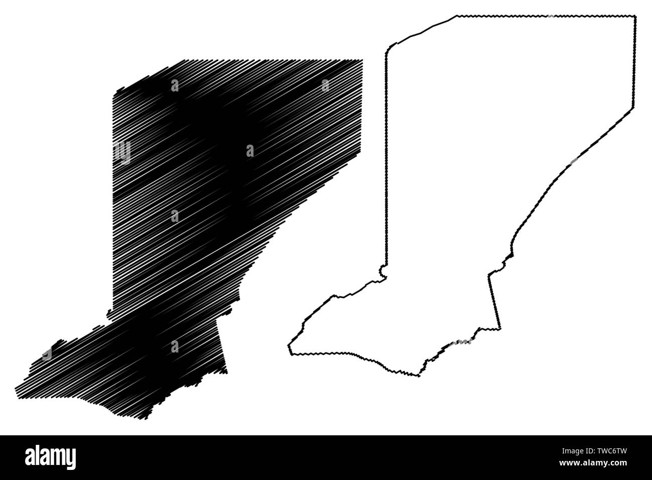 Région de Diffa (régions du Niger, République du Niger) map vector ...