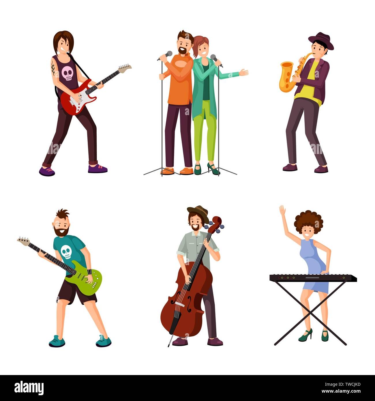 Artistes Musique télévision vector set caractères. Cartoon hommes, les ...
