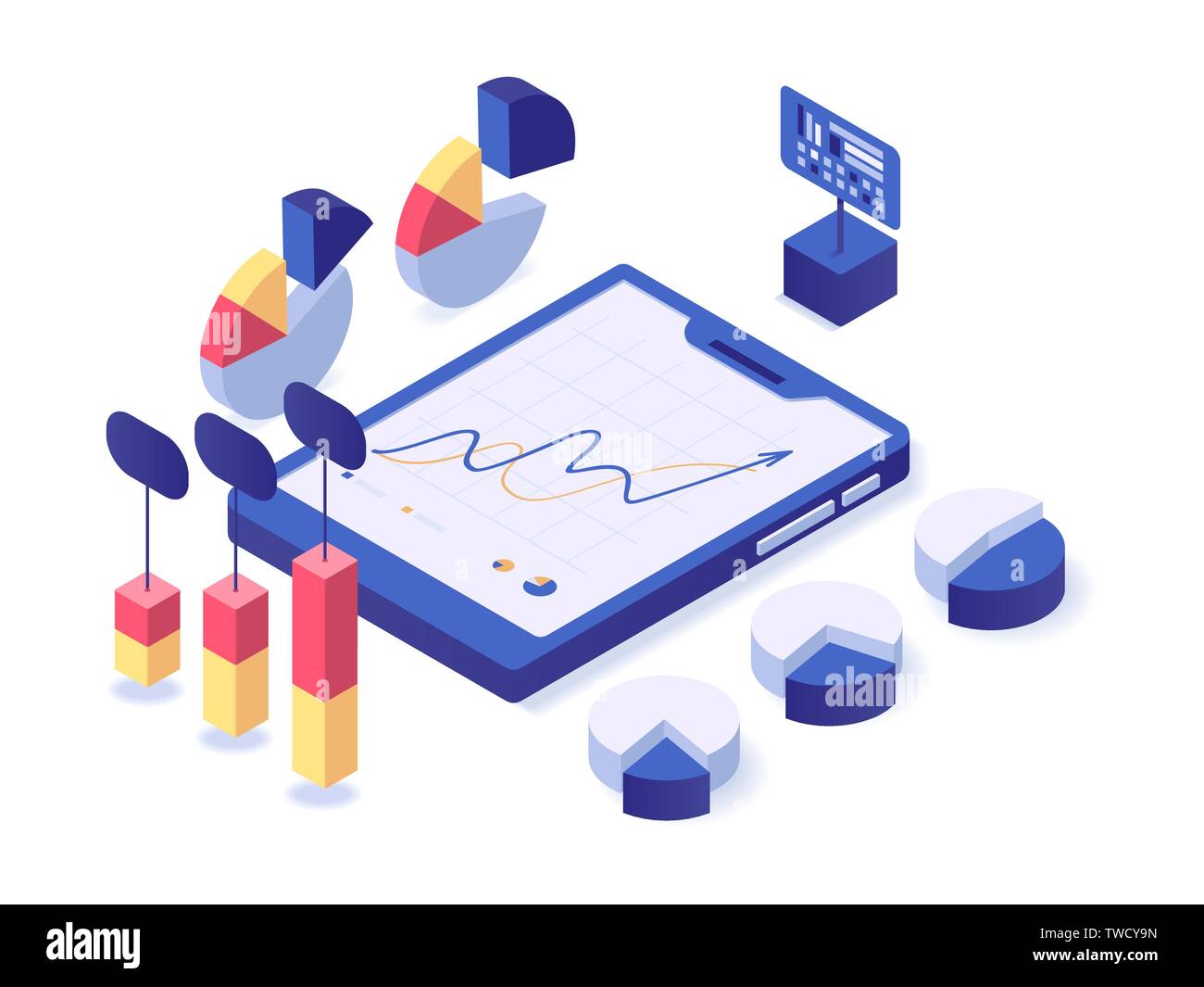 L'analyse de données concept isométrique vector illustration ...