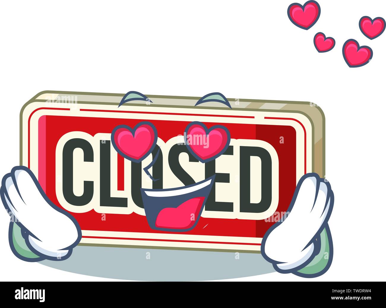 Dans l'amour signe clos attaché à la porte de dessin animé Image ...