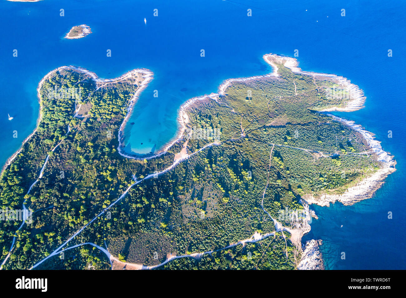 La Croatie, Istrie, vue aérienne du Cap Kamenjak Photo Stock - Alamy