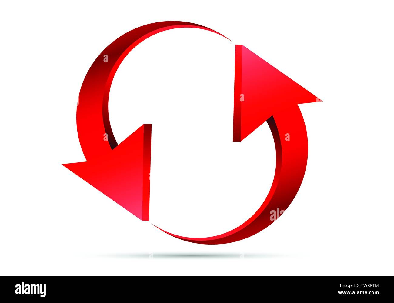 Flèche rouge cercle 3D Symbole de recyclage sur fond blanc design ...