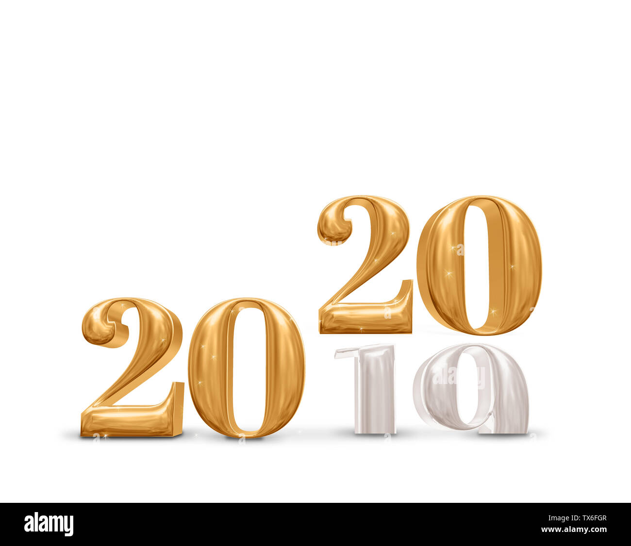 2019 Changement à la nouvelle année 2020 nombre d'or (3d rendering) on ...