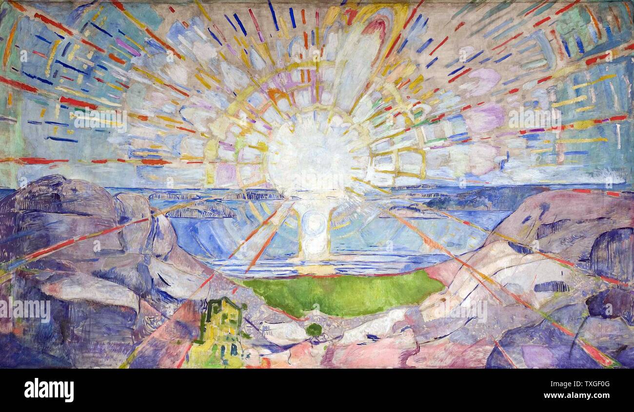 Edvard Munch (1863-1944) : Le soleil 1911. huile sur toile. Peinture ...