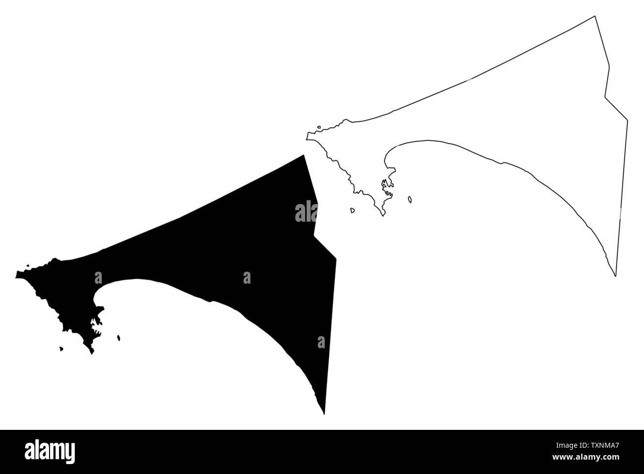 Région de Dakar (régions du Sénégal, République du Sénégal) map vector ...