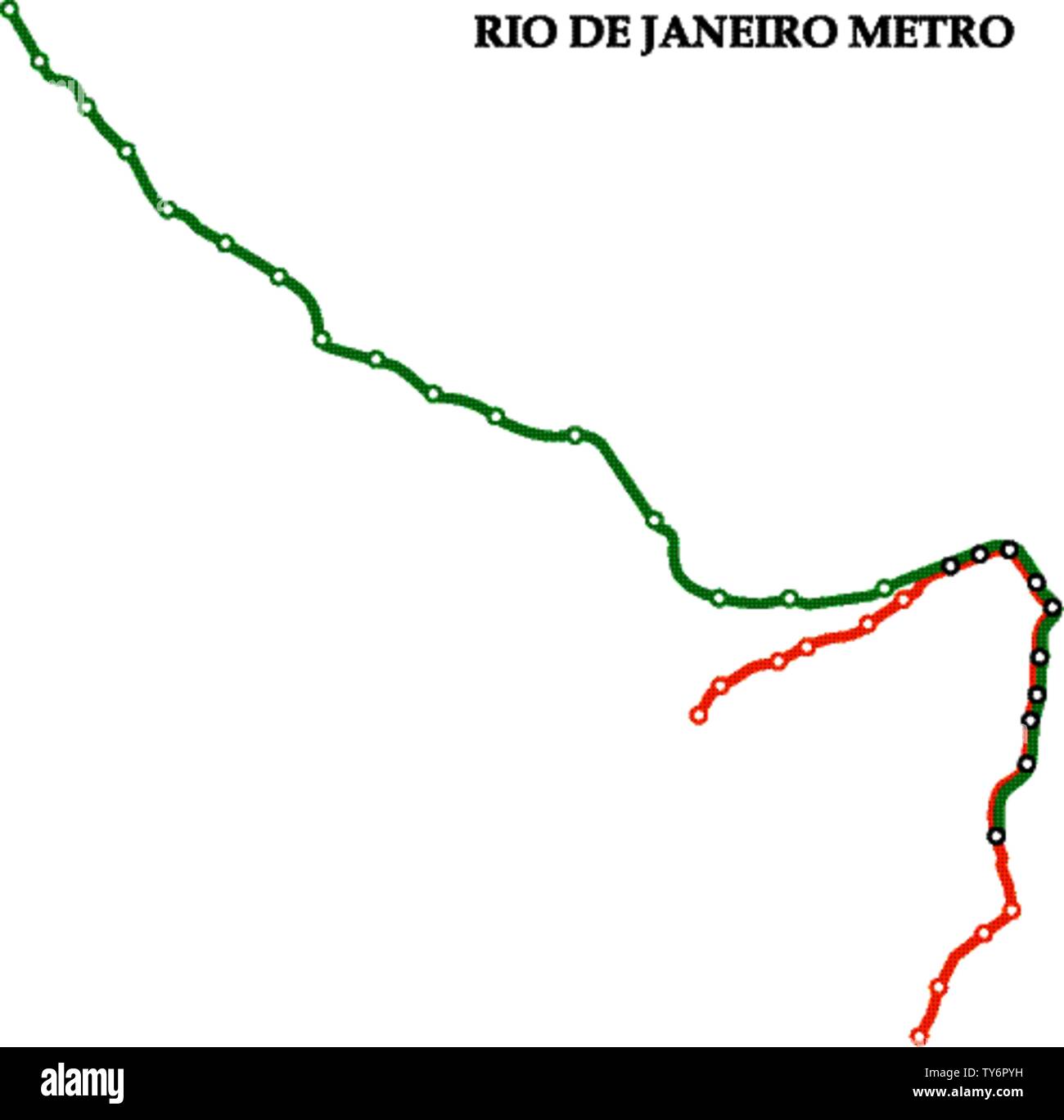 Carte de la Rio de Janeiro Metro, Metro, modèle de plan de transport ...
