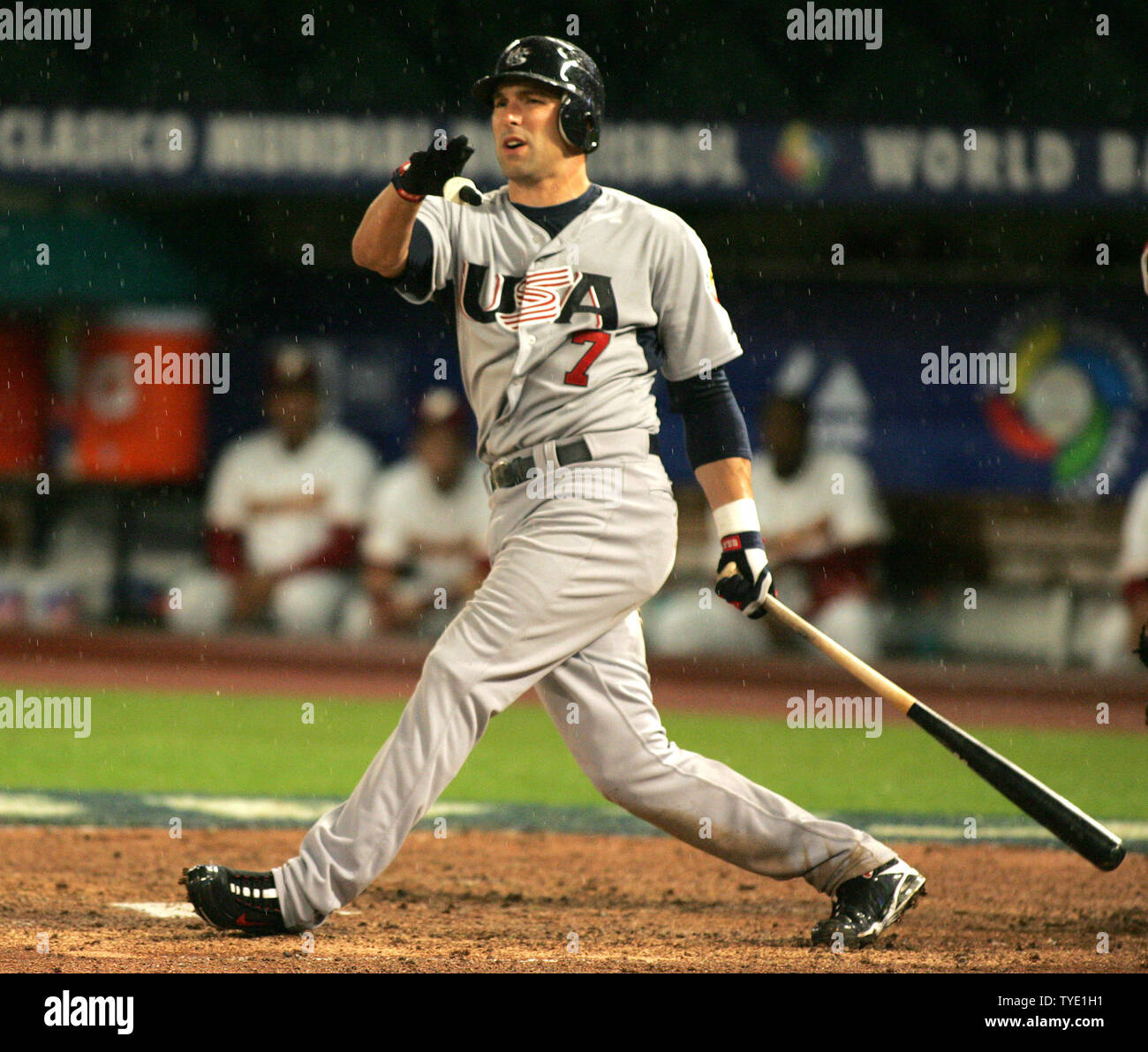 Team United States Mark DeRosa montres ce rendez-vous a frappé sur le ...