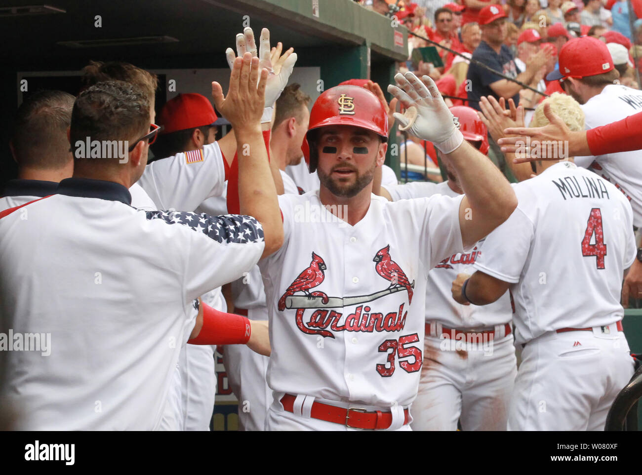 Cardinals de Saint-Louis Greg Garcia est félicité dans l'étang après ...