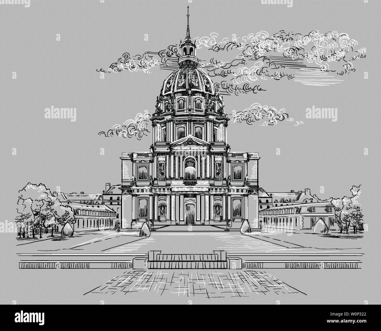 Vector Illustration dessin à la main de la résidence des invalides ...