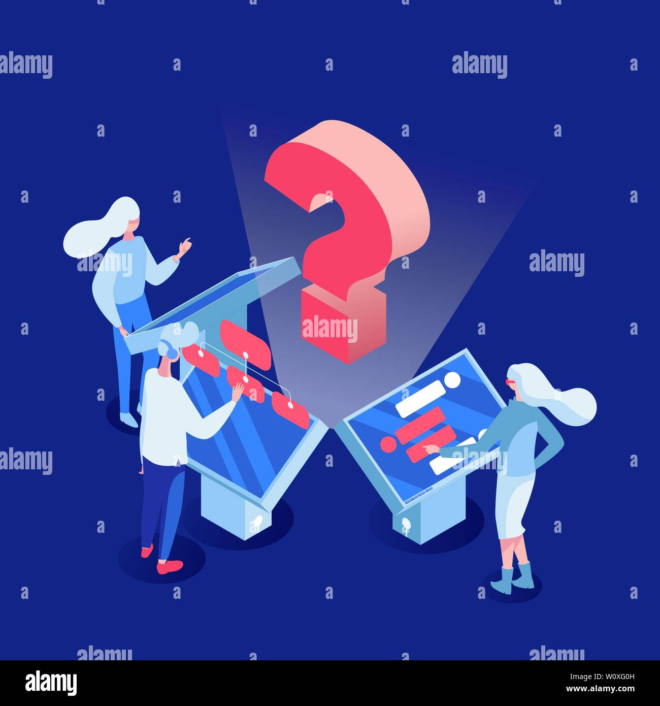 Machine learning vector illustration isométrique. Les gens, les ...