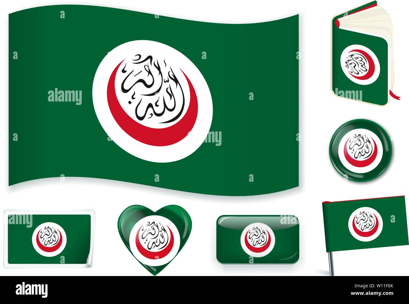 Conférence islamique drapeau national. Vector illustration. 3 couches ...
