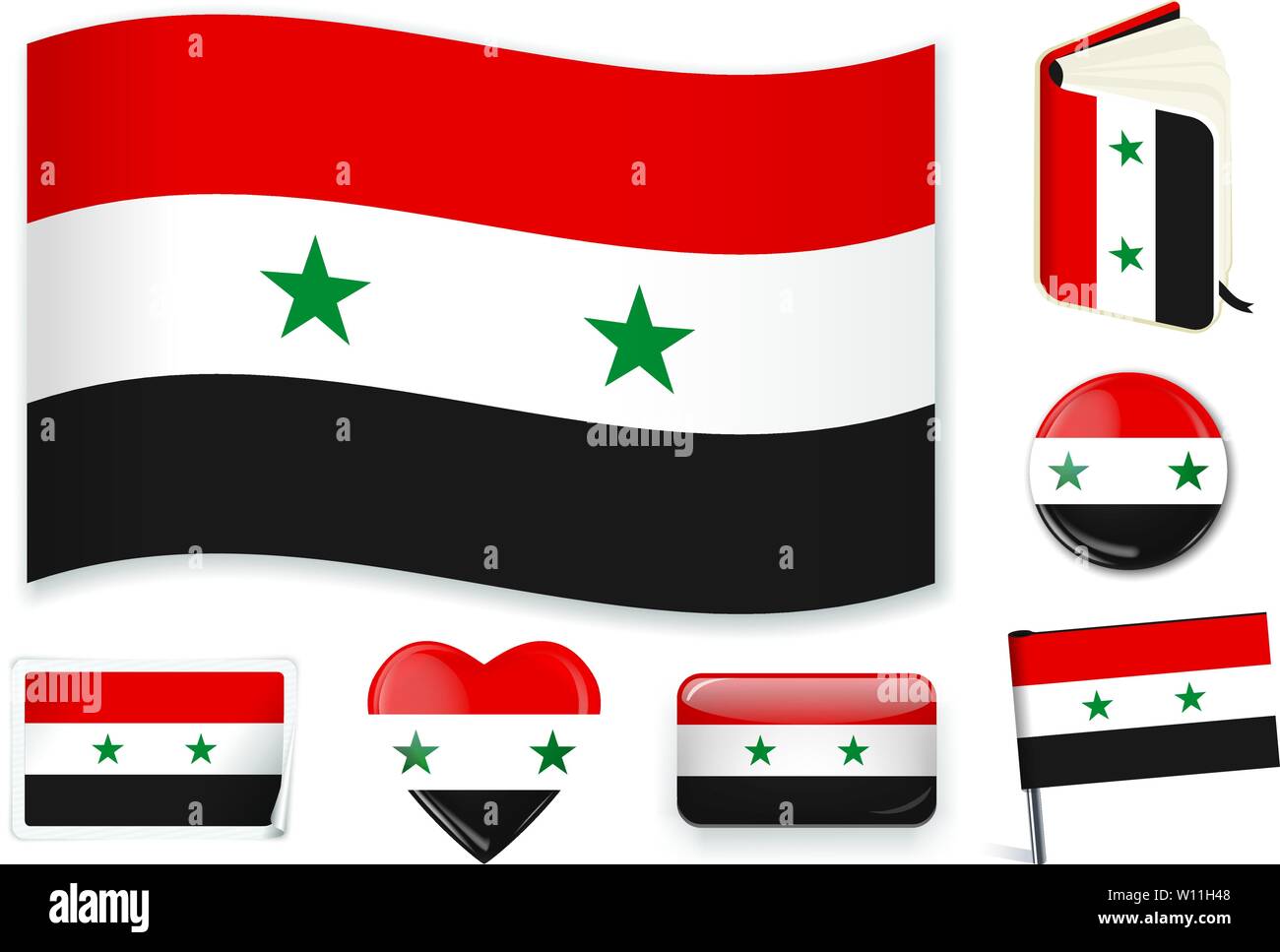 La Syrie. République drapeau national. Vector illustration. 3 couches ...