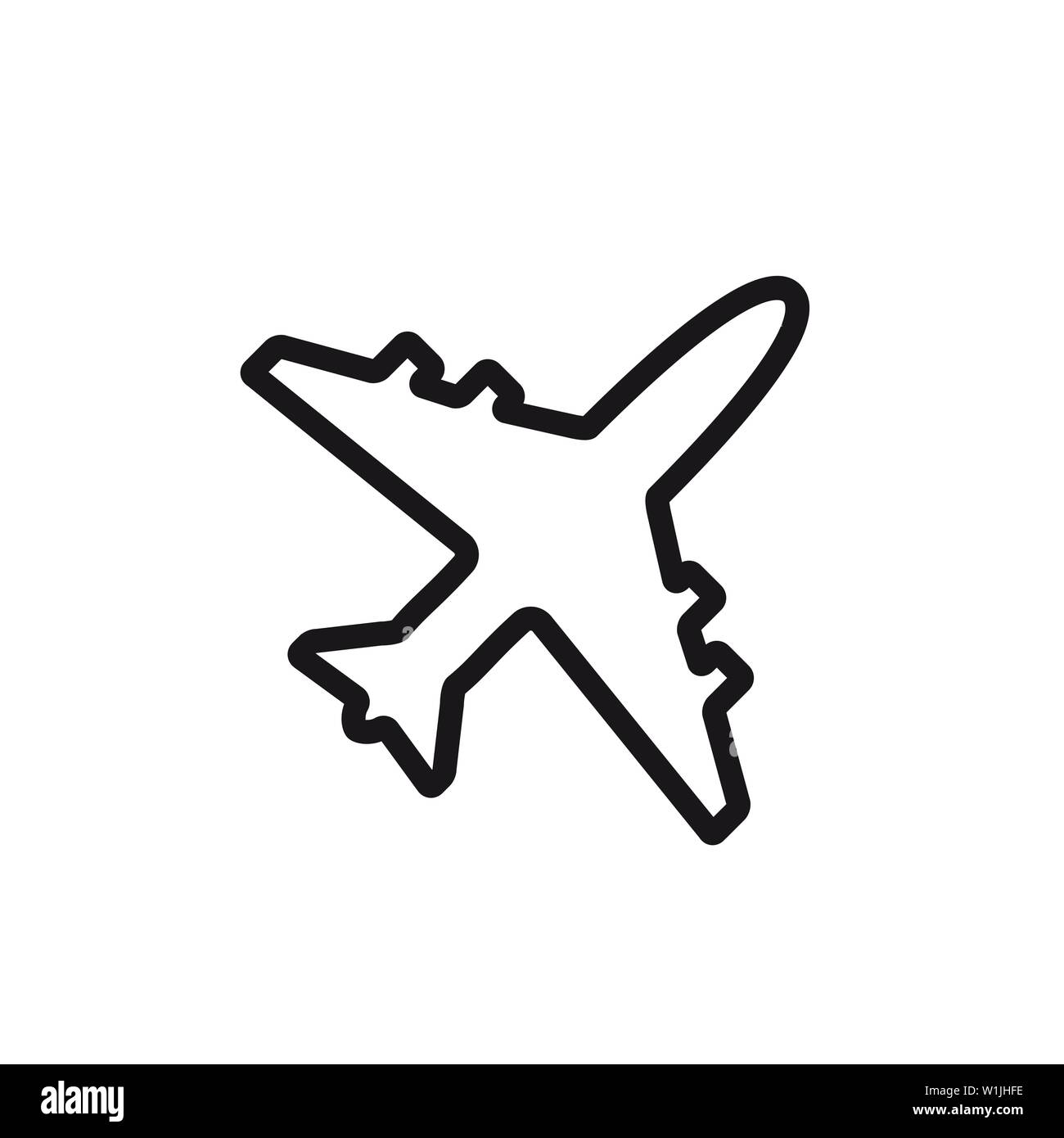 L'icône de la ligne de l'avion. Symbole de l'avion et signer vector ...