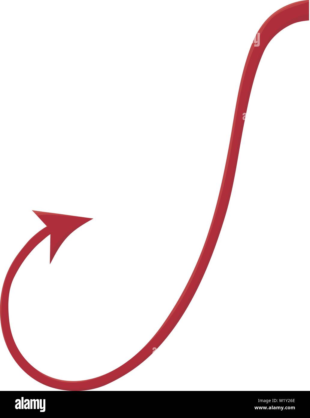 Queue de diable rouge isolé sur fond blanc. Style de dessin animé ...