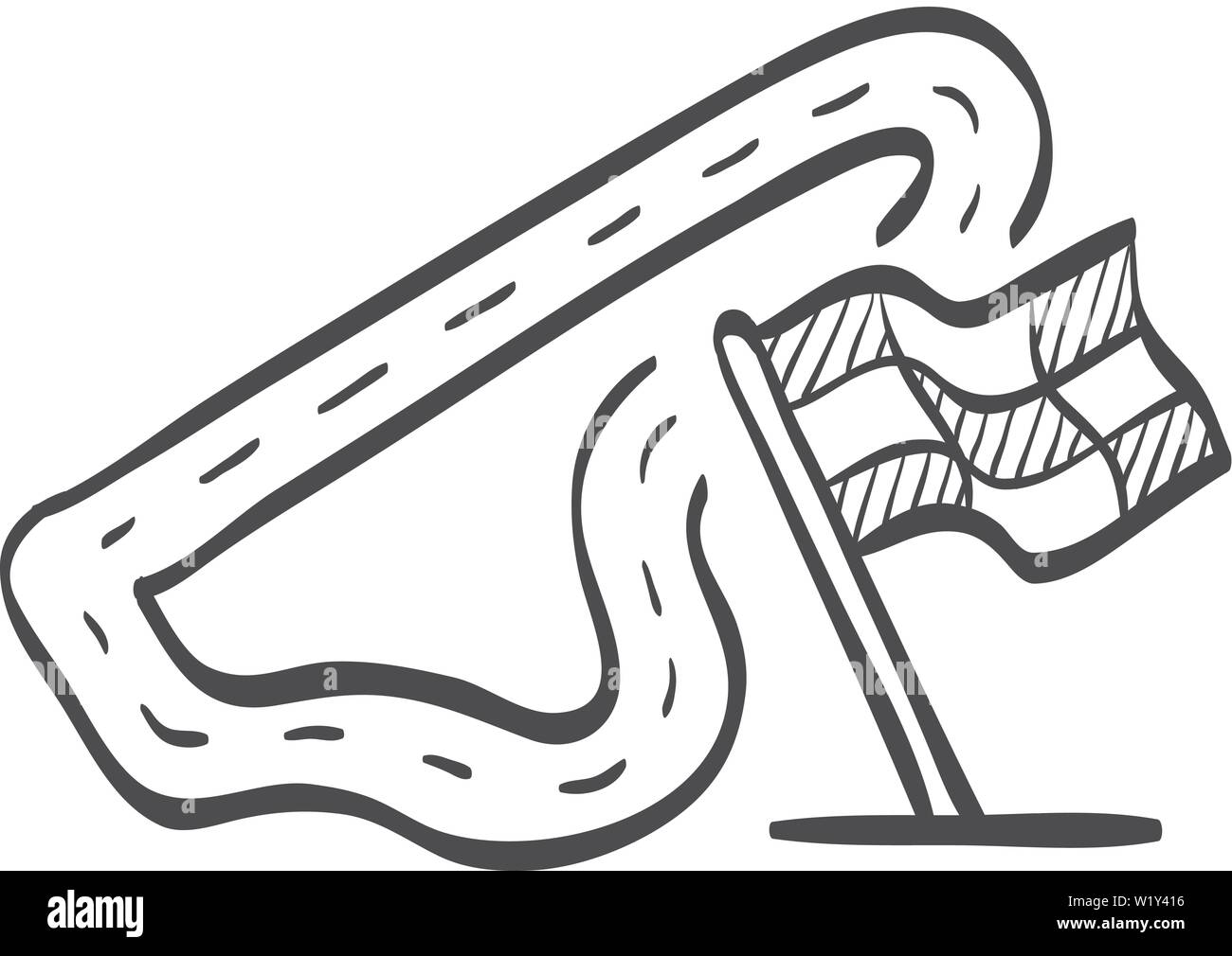 Circuit de course dans l'icône doodle sketch lignes. Voie de ...
