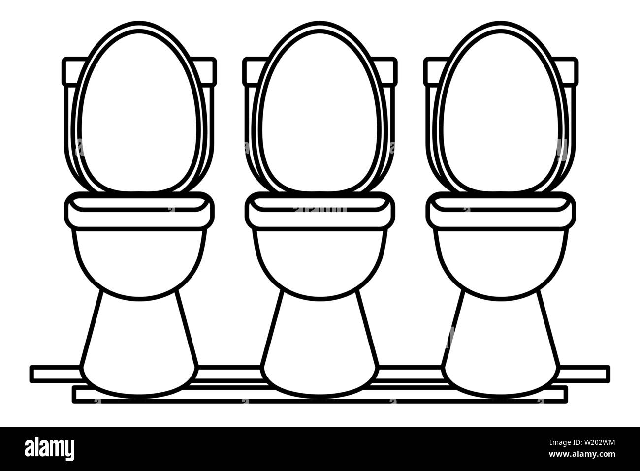 Icône sanitaires toilettes trois dessins en noir et blanc Image ...