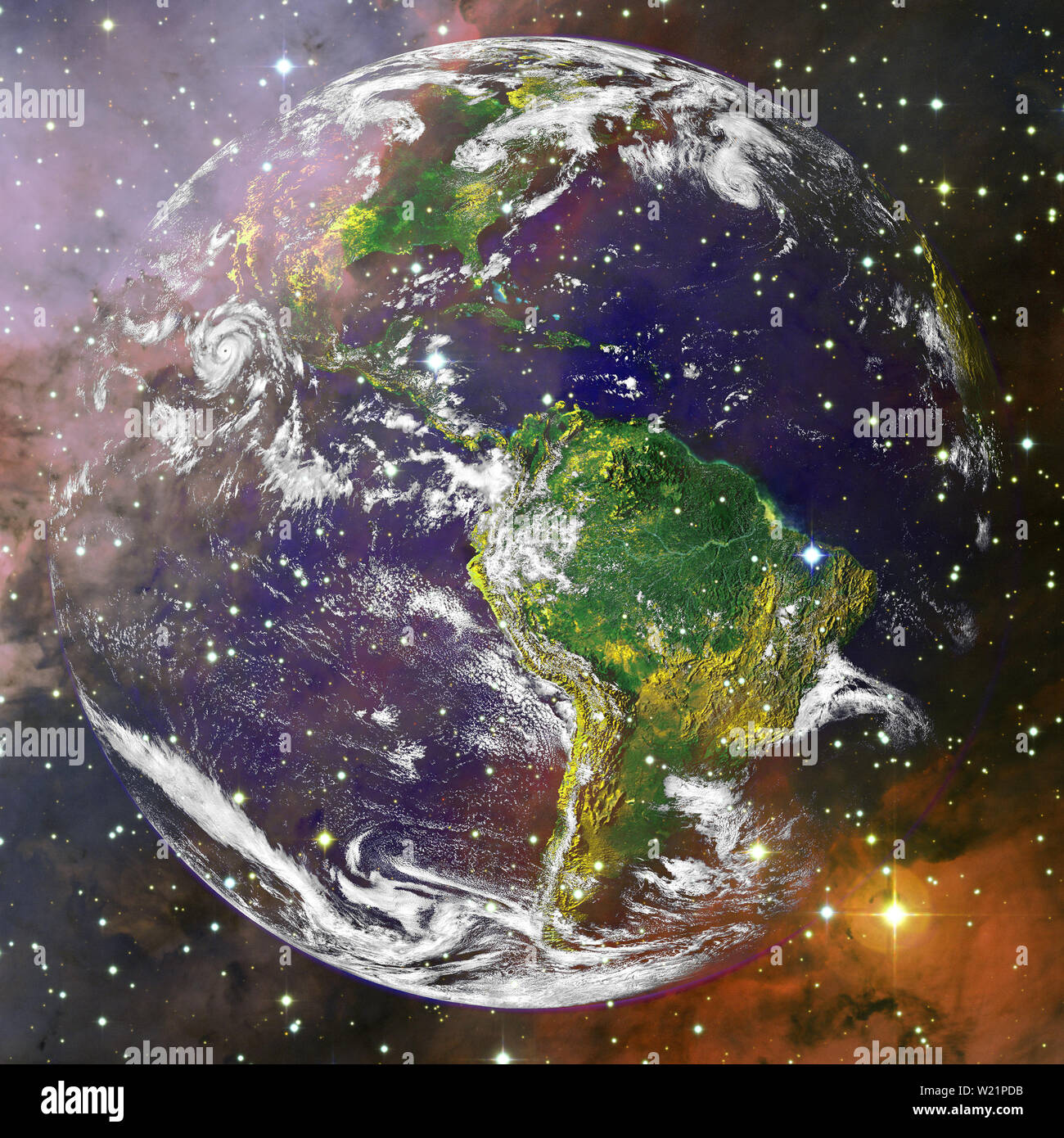 La planète Terre dans l'espace profond, paysage cosmique. Éléments de ...