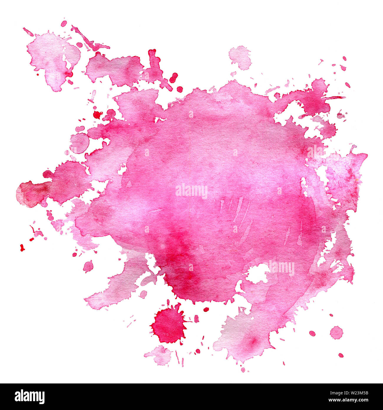 Tache d'aquarelle de rose avec les éclaboussures et les taches. Une ...
