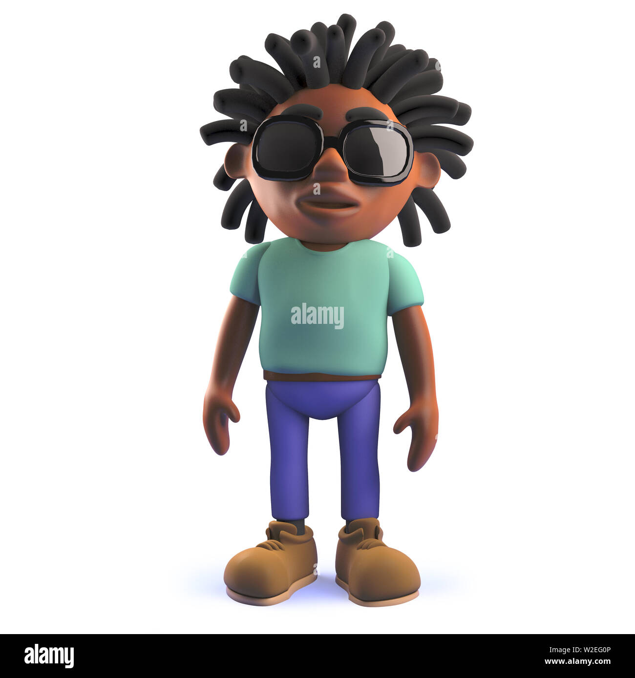 L'image rendue d'un dessin animé 3D noir africain rasta man standing ...