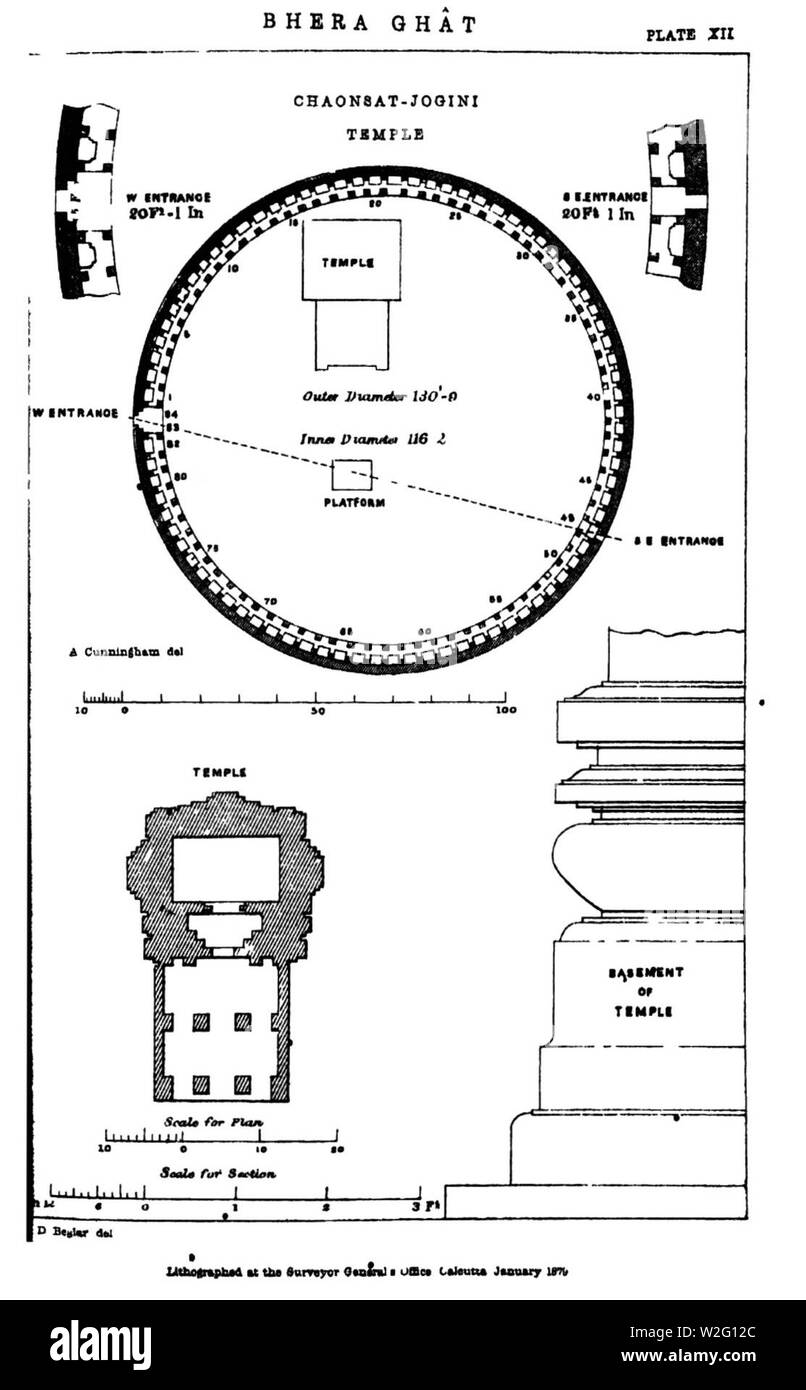 Temple de chausath yogini Banque d'images noir et blanc - Alamy