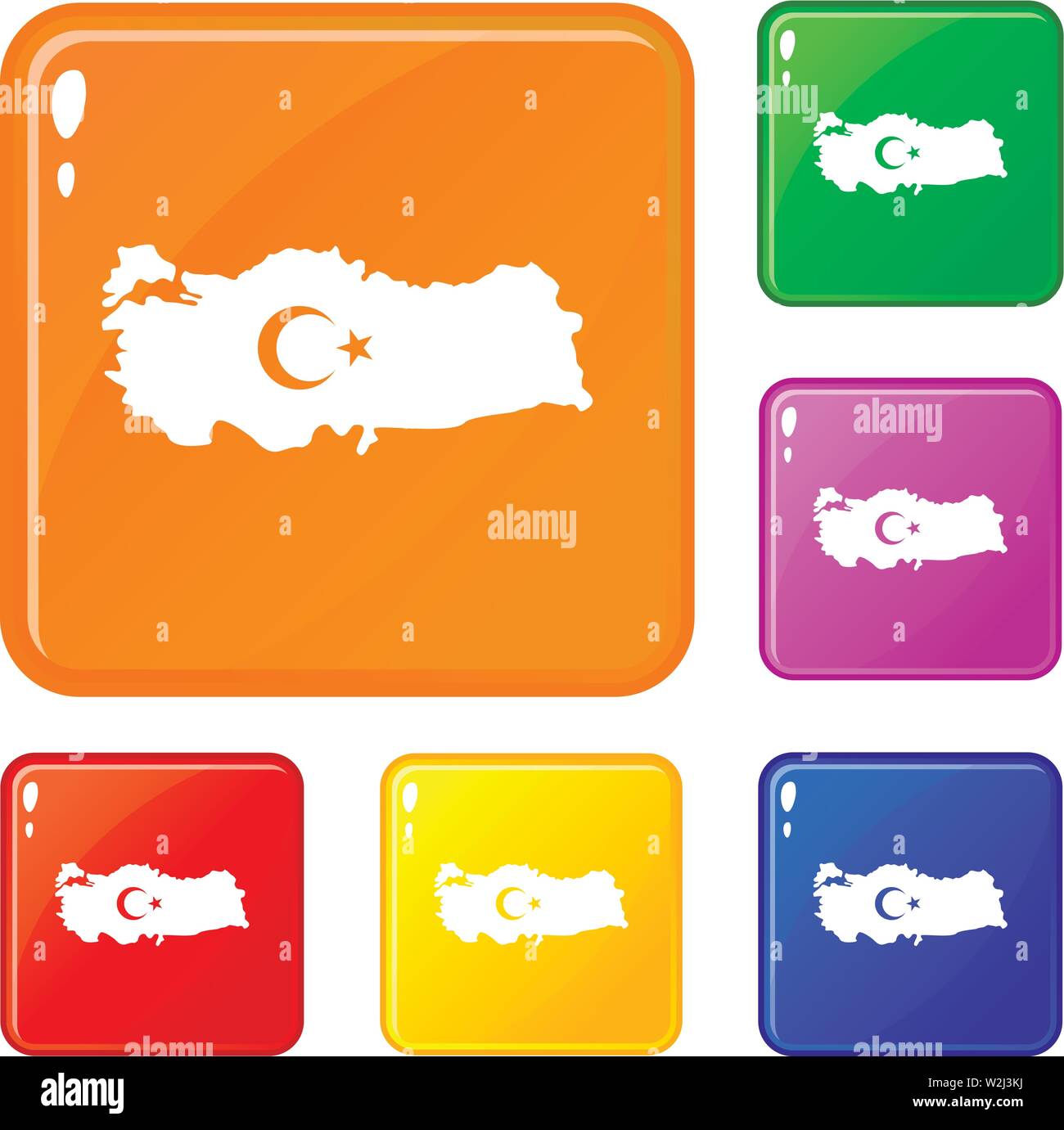 Carte de la Turquie avec les symboles du drapeau national icons set ...