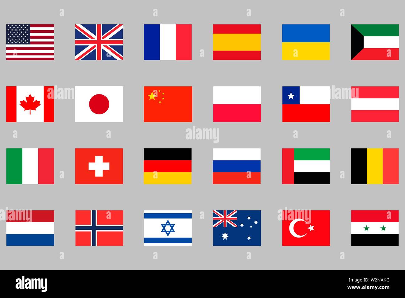 18 drapeaux différents pays. Vector EPS10 Image Vectorielle Stock - Alamy
