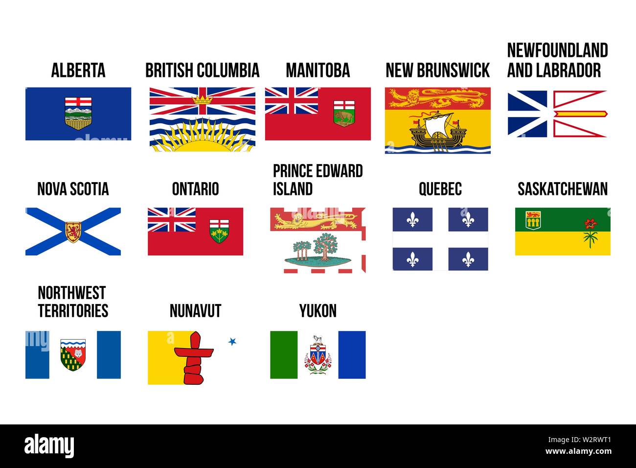 Drapeaux des provinces canadiennes Banque d'images détourées - Alamy