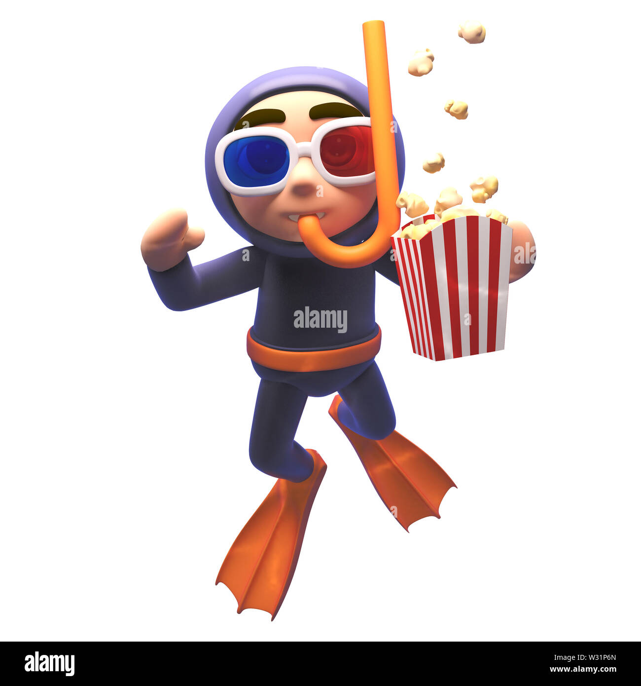 Une image réaliste d'un tuba plongée cartoon en 3d plongeur eating ...