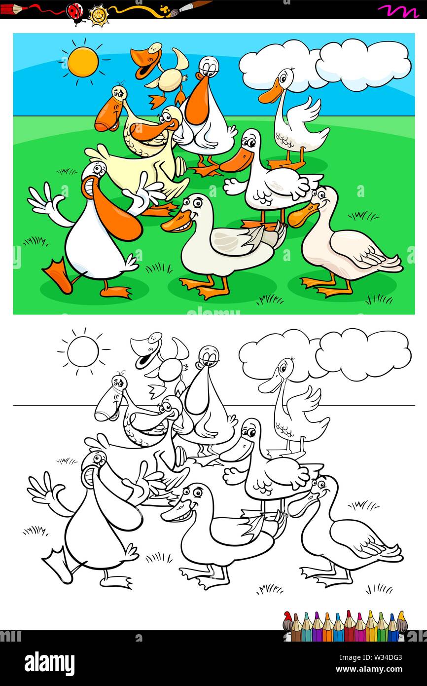 Cartoon Illustration de canards Funny Farm Animal l'activité de ...
