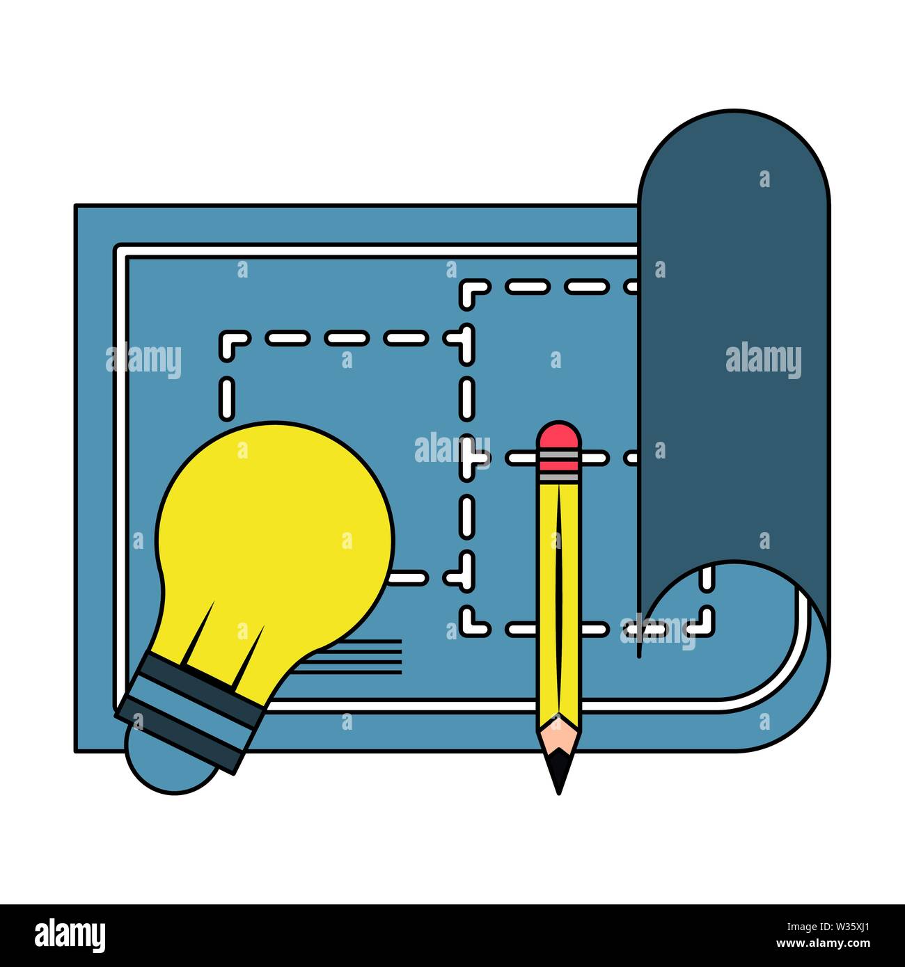 Plan de projet architectural construction cartoon Image Vectorielle ...