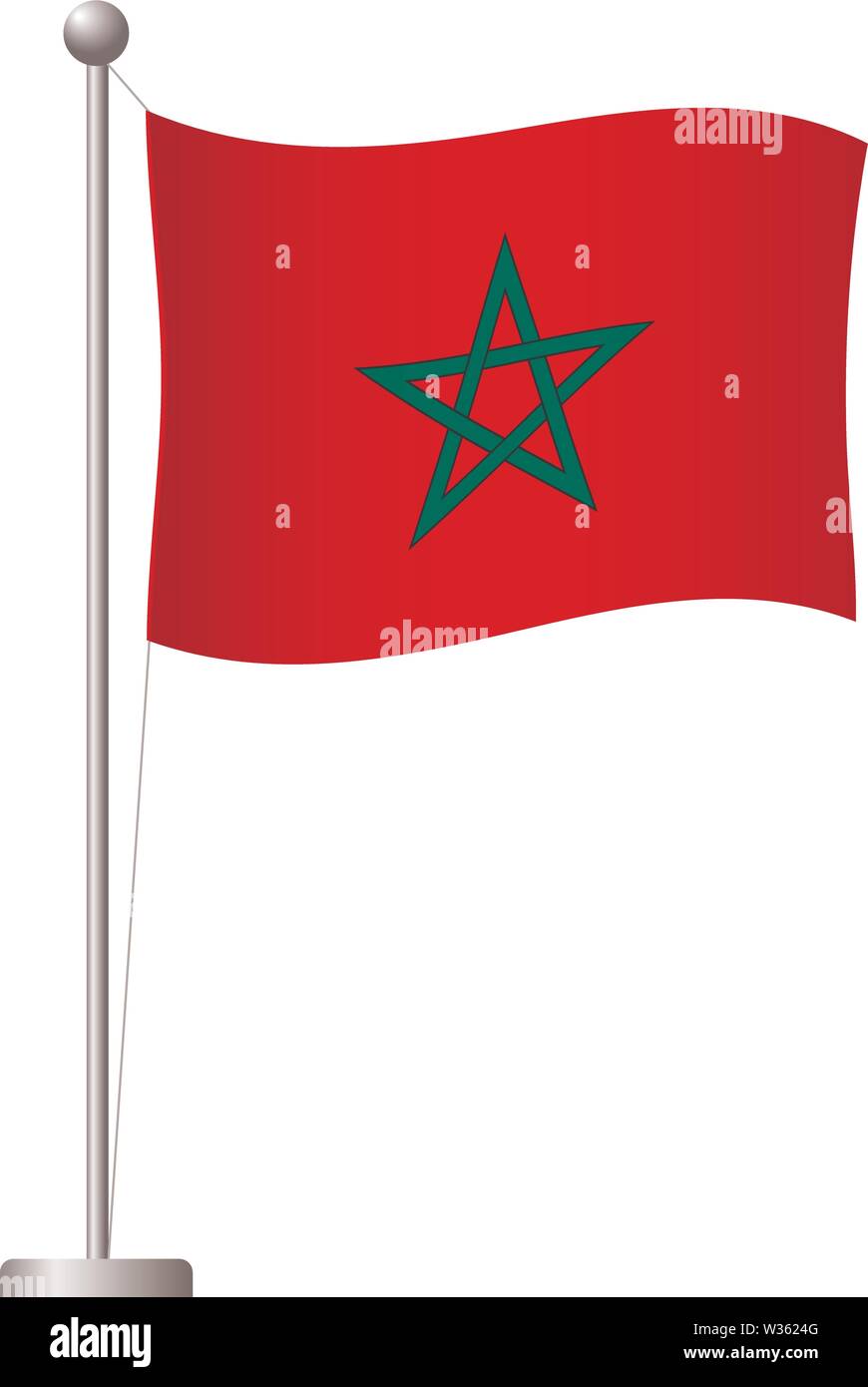 Maroc drapeau sur mât. Mât en métal. Drapeau national du Maroc vector ...