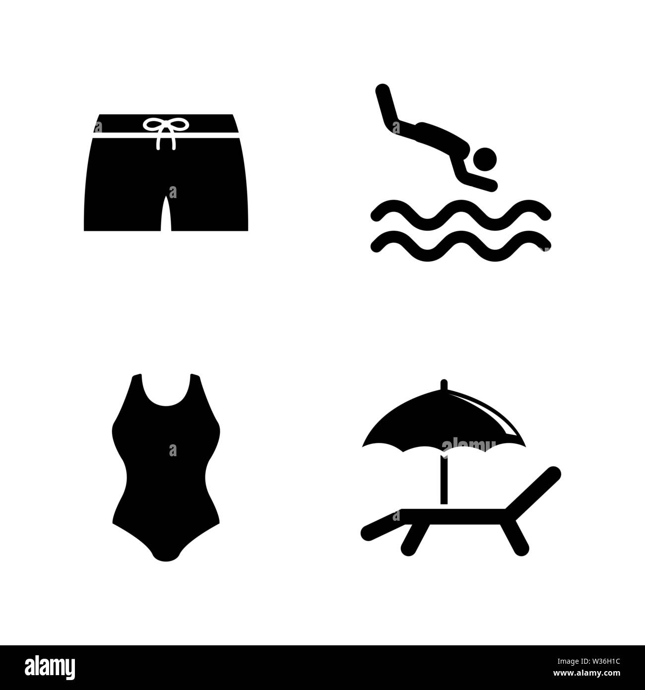 Piscine d'eau de mer, la natation. Les simples Vector Icons Set pour la ...