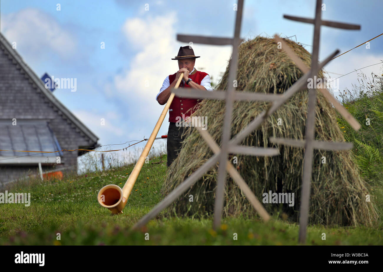 Joueur de cor des alpes Banque de photographies et d’images à haute ...