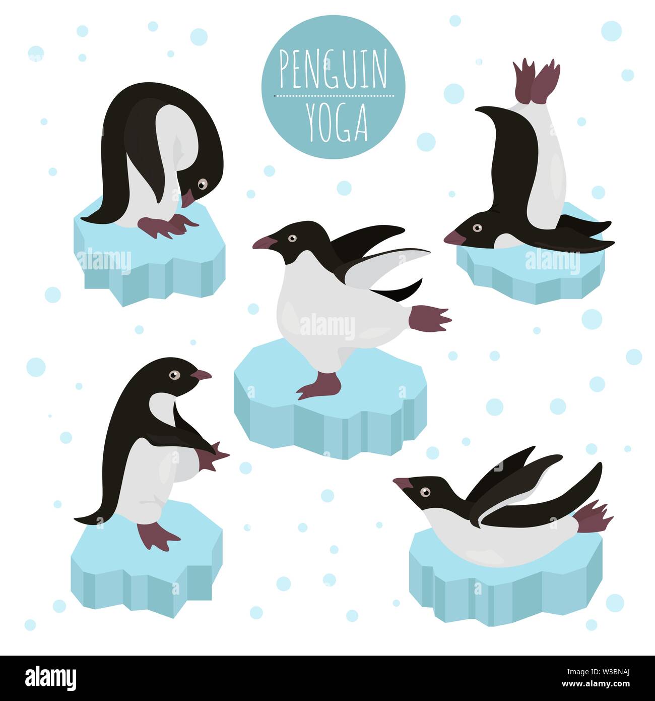 Penguin postures de yoga et exercices. Cute cartoon jeu clipart. Vector ...