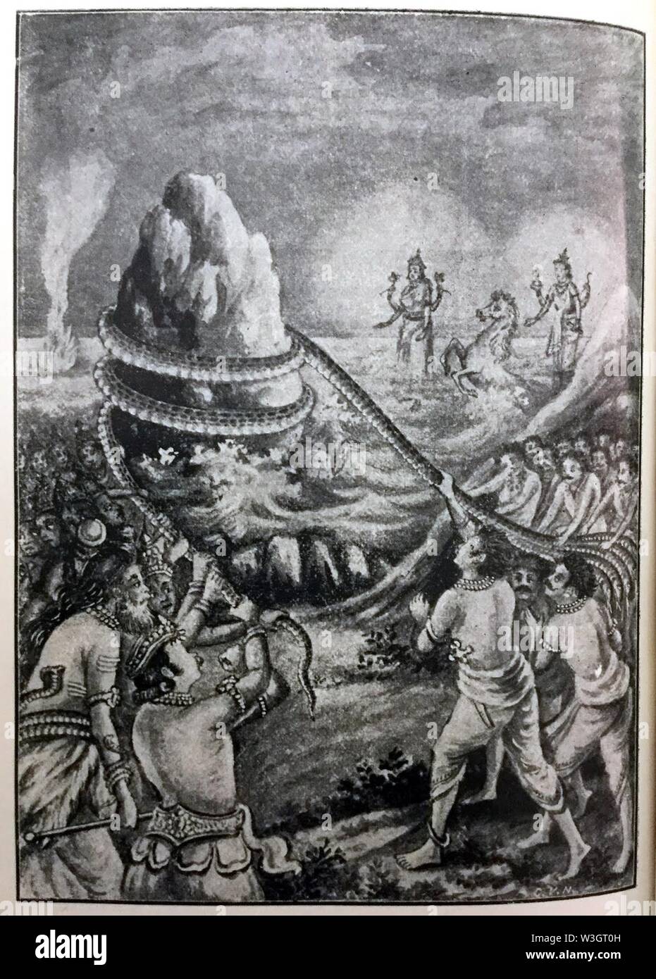 Le barattage de l'océan laiteux par dévas et Asuras Photo Stock - Alamy