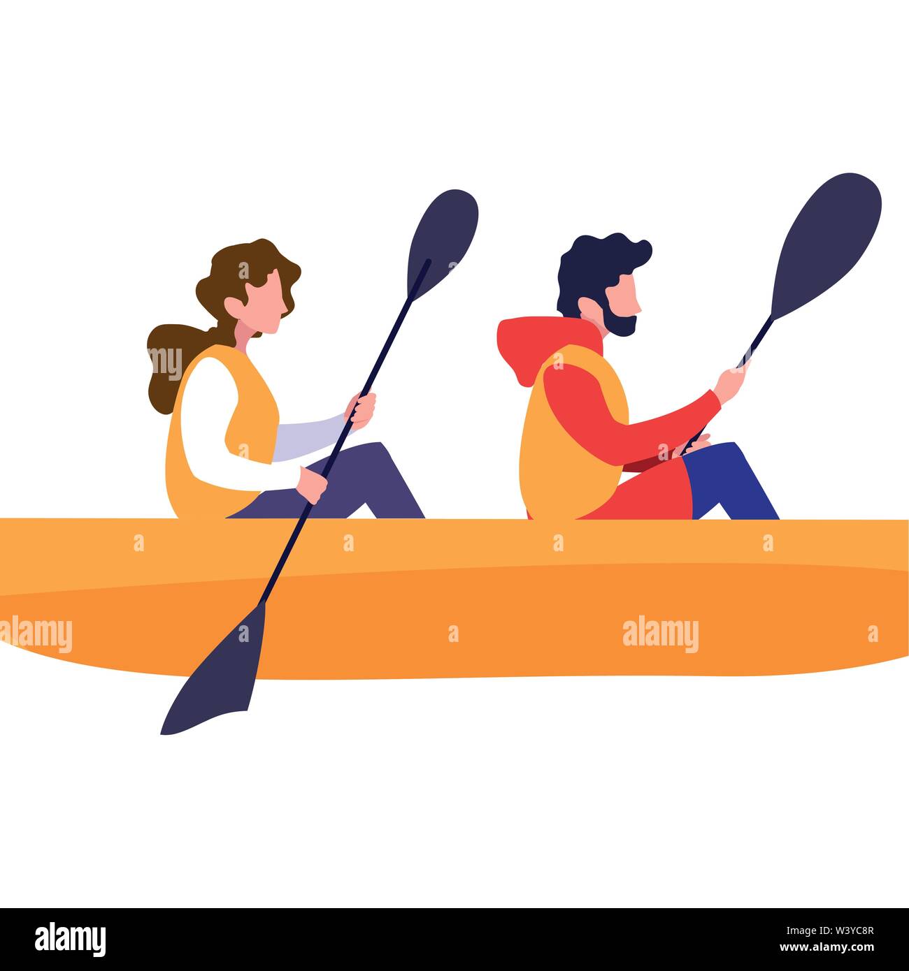 L'homme et la femme un bateau d'aviron vector illustration Image ...