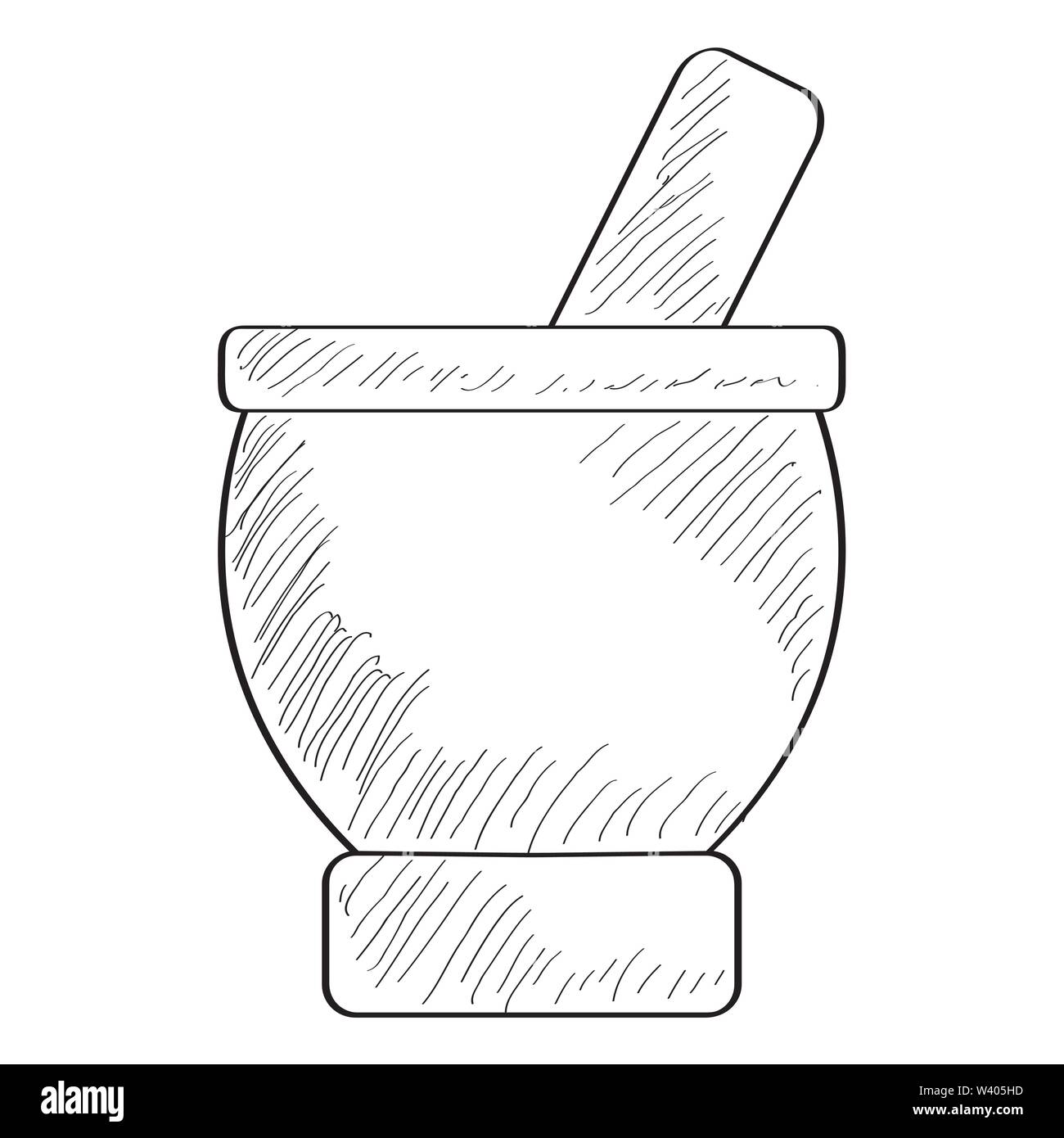 Croquis d'un Mortier avec pilon - VEctor Image Vectorielle Stock - Alamy