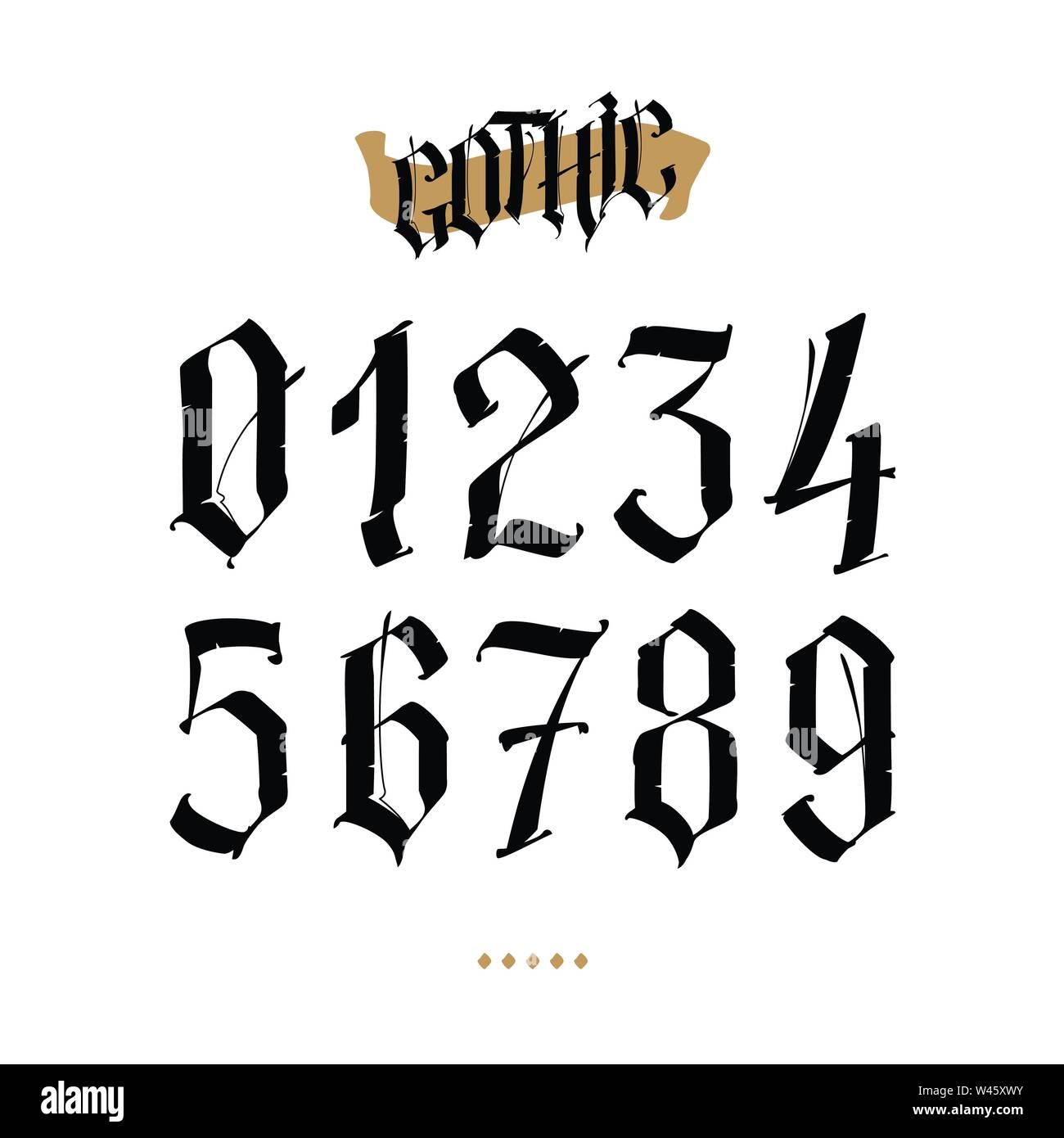 Les chiffres sont dans le style gothique. Vecteur. Symboles isolé sur ...