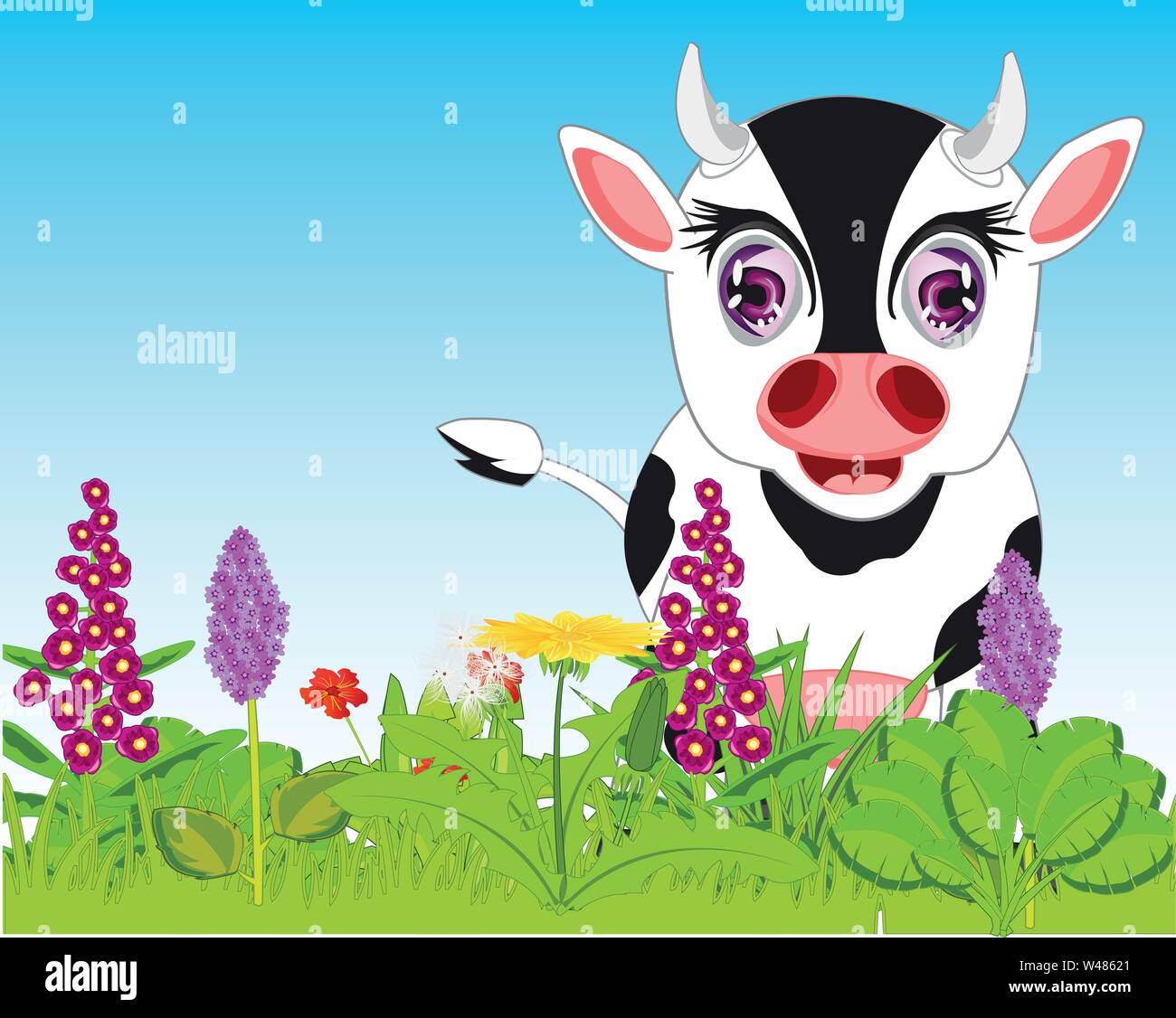 La vache broute Banque d'images vectorielles - Alamy