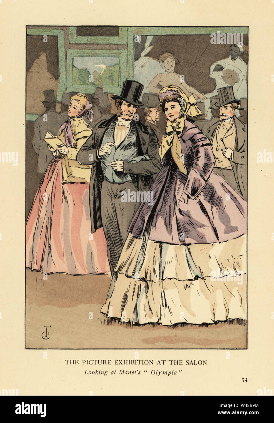 La photo Exposition au Salon de Paris 1865, à Manet, à Olympie. Femme ...