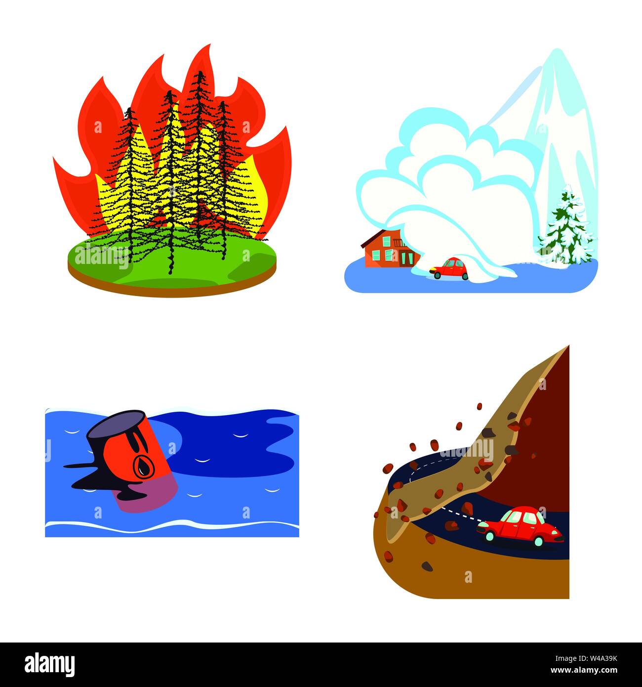 De conception de scénario catastrophe cataclysme et symbole. Ensemble ...