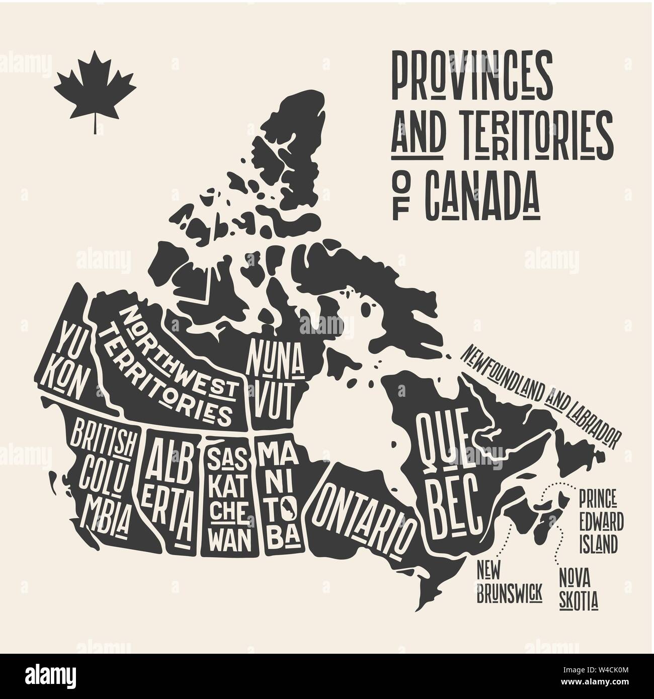 La carte du Canada. Poster carte des provinces et territoires du Canada ...