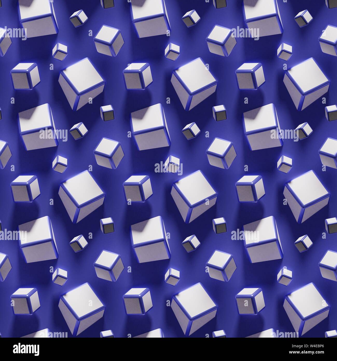 Schéma de répétition de 3D cubes blancs sur fond bleu avec l'ombre ...