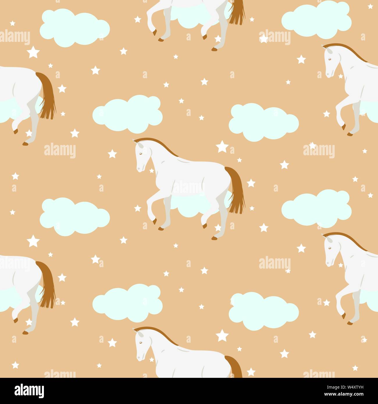 Vector cartoon cute kid motif cheval. Couleurs pastel pépinière neutre ...