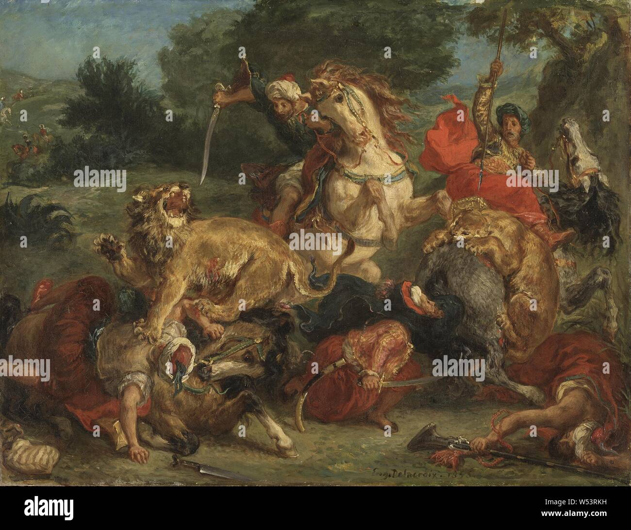Lion hunt eugène delacroix Banque de photographies et d’images à haute ...