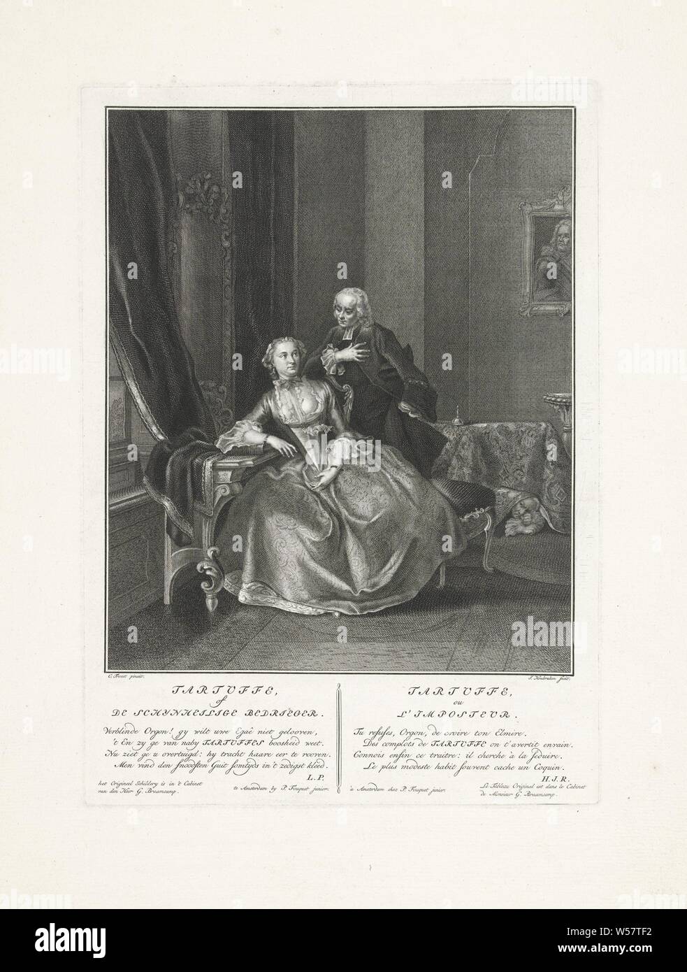 Tartuffe ou l'hypocrite imposteur, Interieur avec une dame, Elmire et ...