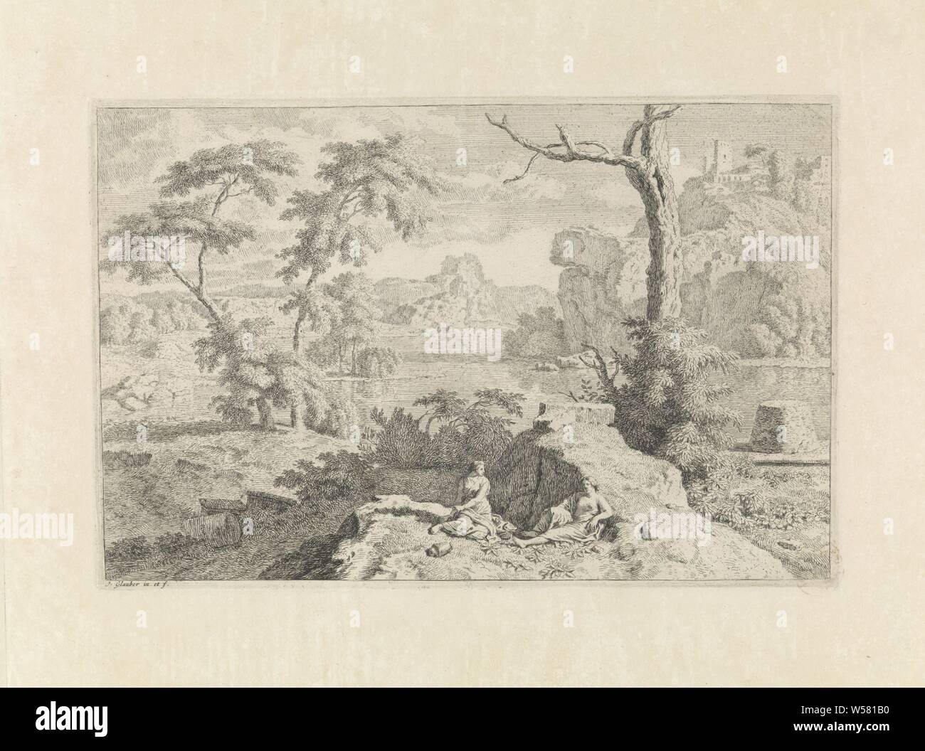 Paysage avec deux femmes arcadienne paysages Arcadiens (titre de la ...